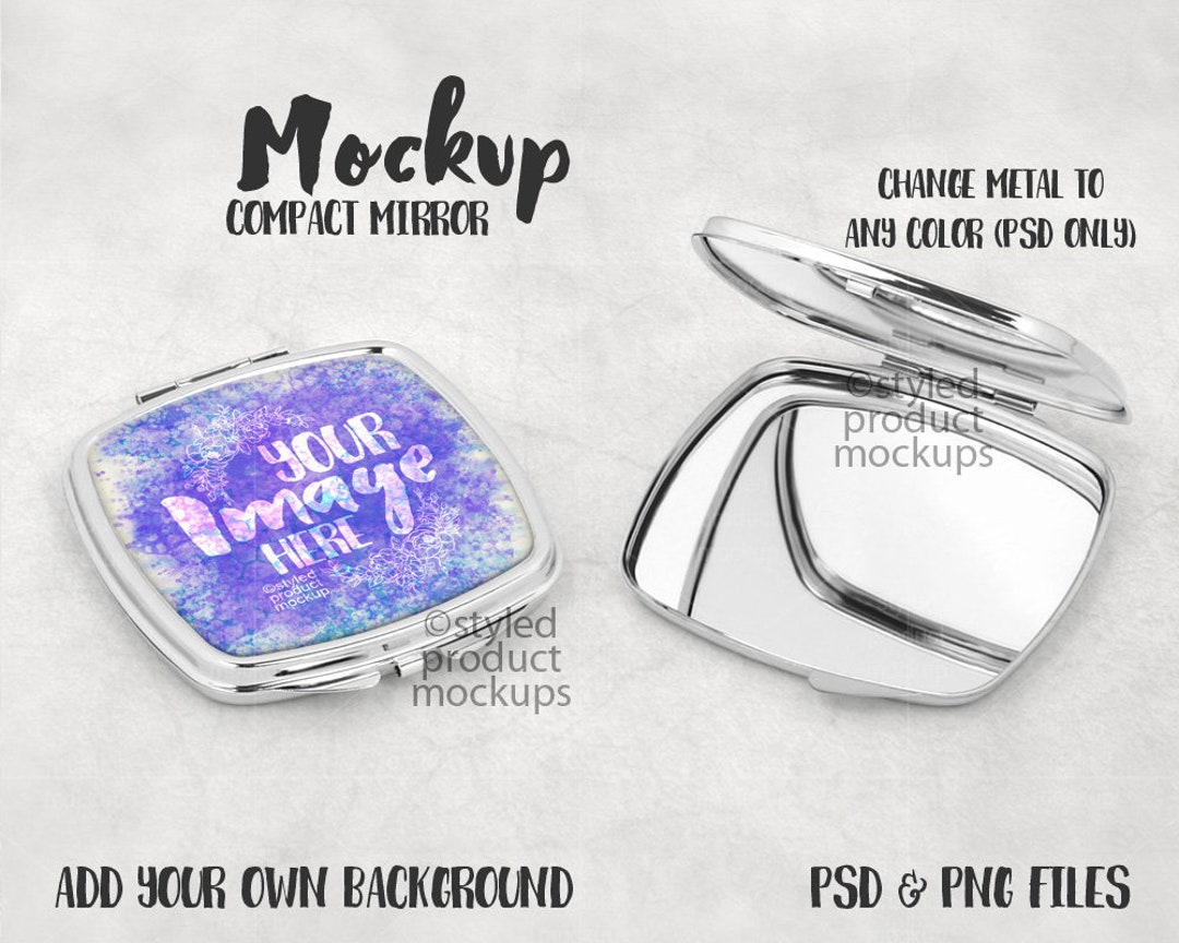 Square Compact Mirror Mockup Template | Add Your Own Image and ...