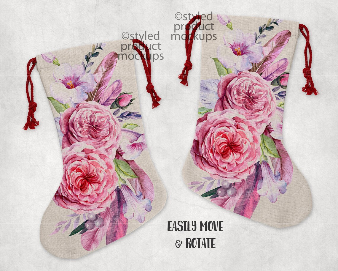 Dye Sublimation Linen Christmas Stocking Mockup Template Add - Etsy