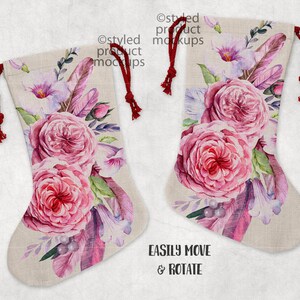 Dye Sublimation Linen Christmas Stocking Mockup Template | Add Your Own ...