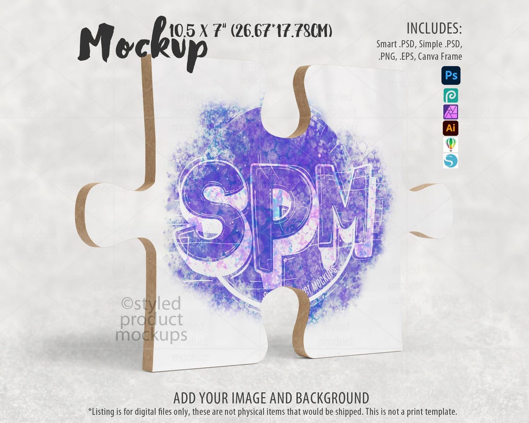 MDF Puzzle Piece Mockup: Dye Sublimation (PSD, Canva, PNG) Digital ...