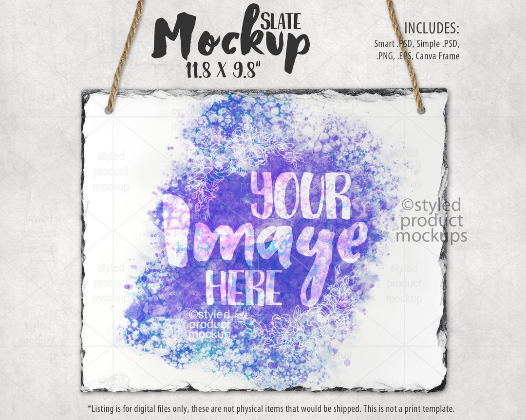 Dye Sublimation Rectangle Hanging Slate Mockup | Add Your Own Image and ...