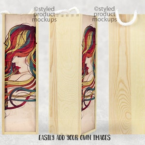 Dye Sublimation Wood Wine Box Mockup Template | Add Your Own Image and ...