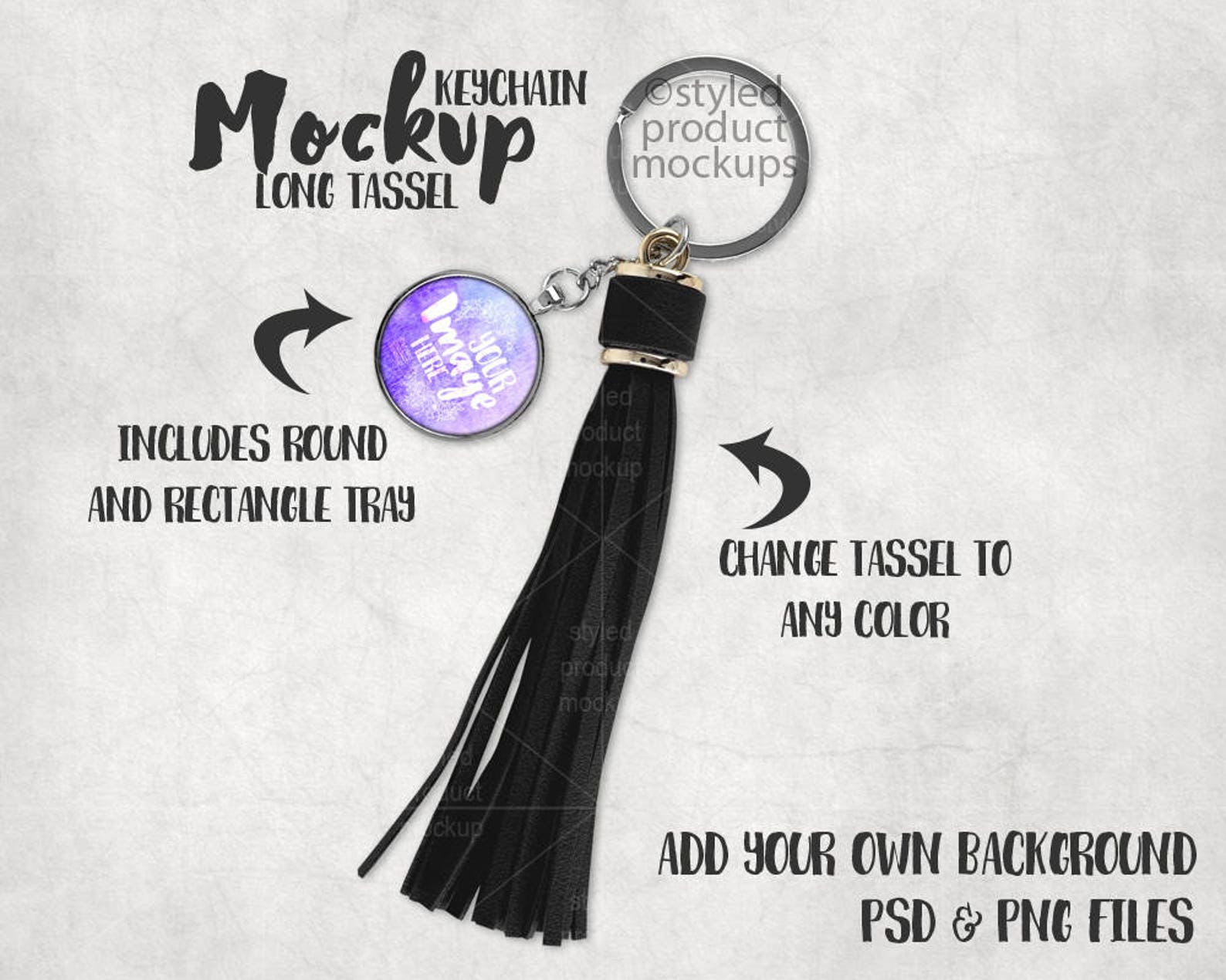 Sublimation Keychain With Long Tassel Mockup Template Add - Etsy