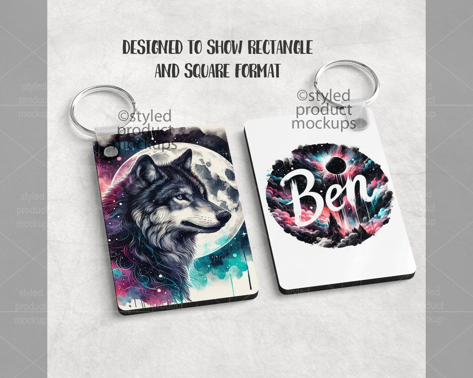 Dye Sublimation Rectangle Keychain Mockup | Add Your Own Image and ...