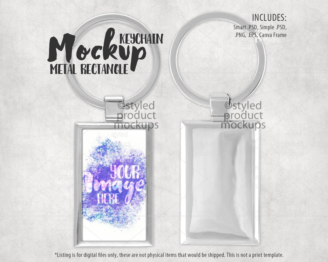 Rectangle Metal Keychain Mockup | Dye Sublimation, Canva Frame (digital ...