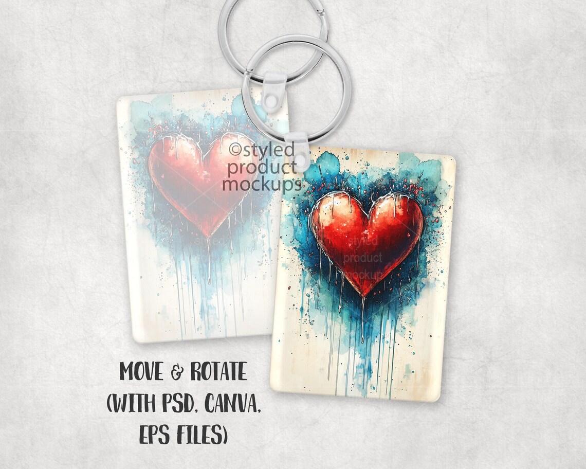 Dye Sublimation Rectangle Acrylic Keychain Mockup | Add Your Own Image ...