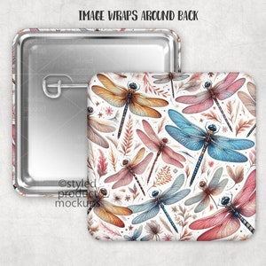 Square Shaped Pinback Button Mockup | Add Your Own Image and Background ...
