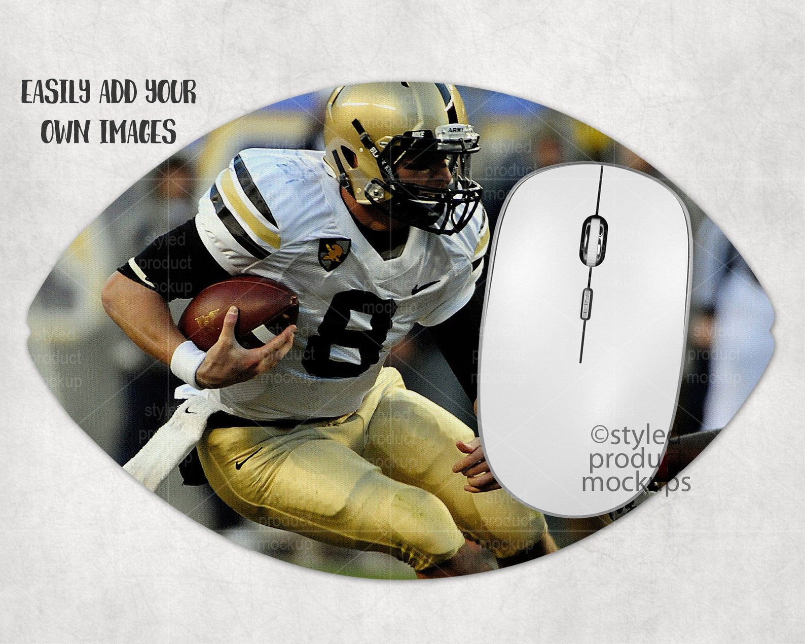 Football shaped mouse pad template mockup Add your own image | Etsy