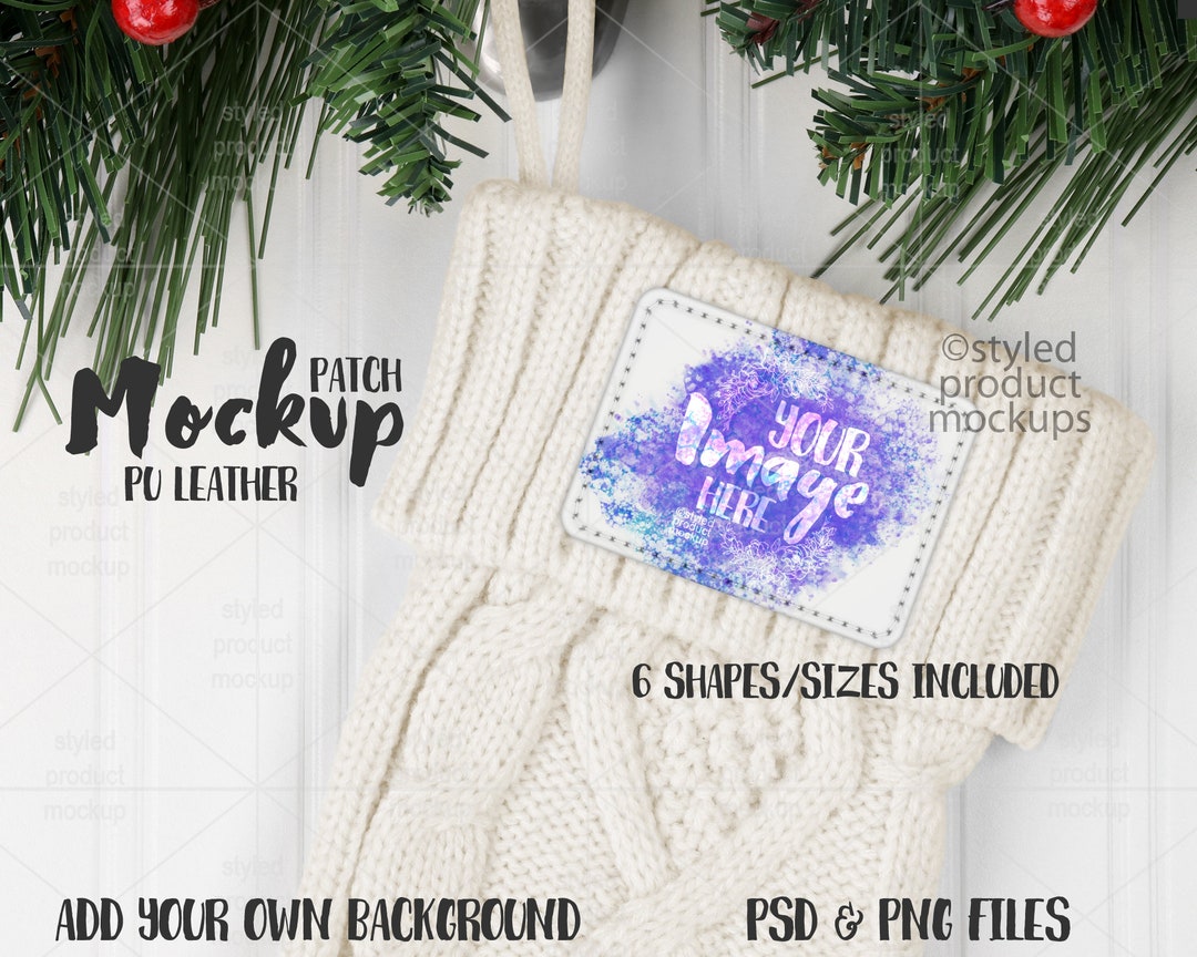 Dye Sublimation PU Leather White Stocking Patches Mockup | Add Your Own ...