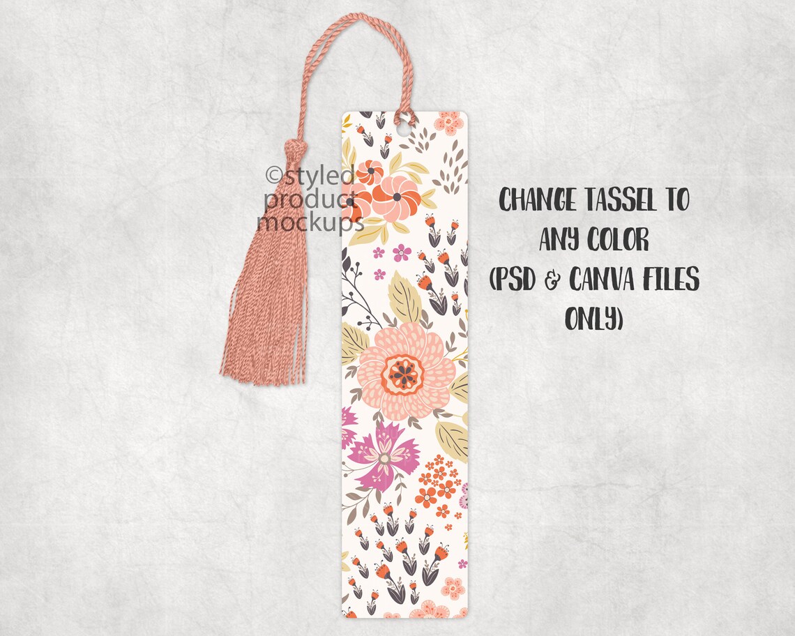 Bookmark With Tassel 1x4 Inch Mockup Add Your Own Image and - Etsy