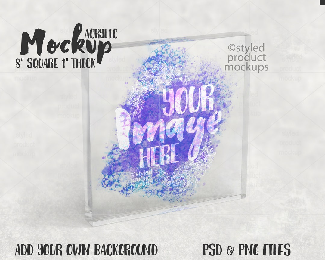 Dye Sublimation or Vinyl 8 Inch Square Acrylic Plaque Horizontal Mockup ...