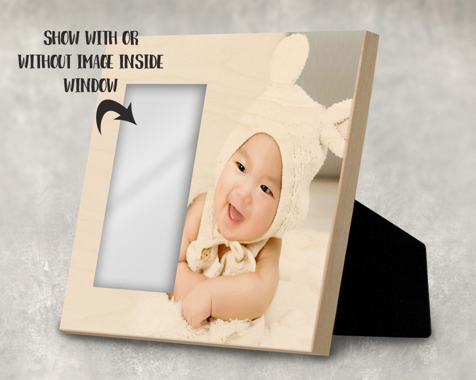 Natural Wood Offset Picture Frame With Easel Mockup Template | Etsy