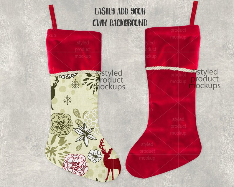 Dye Sublimation Burlap Stocking With Rope Border Mockup Add - Etsy