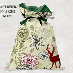 Dye Sublimation Santa Sack With Ribbon Mockup | Add Your Own Image and ...
