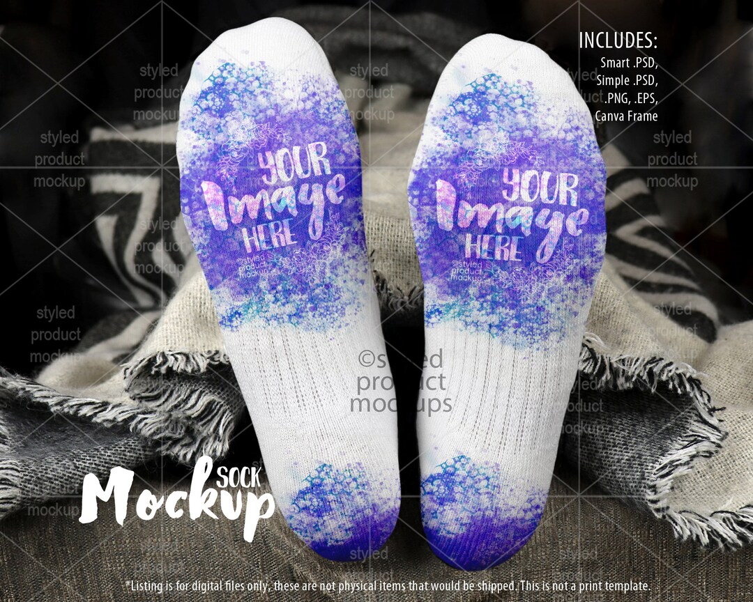 Dye Sublimation Sock Mockup Bottom View Add Your Own Image Etsy