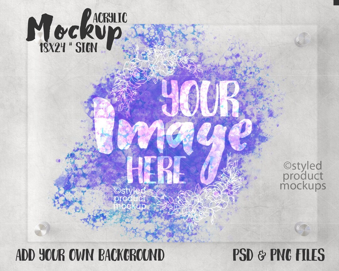 Acrylic 18x24 Inch Sign With Metal Standoffs Mockup | Add Your Own ...