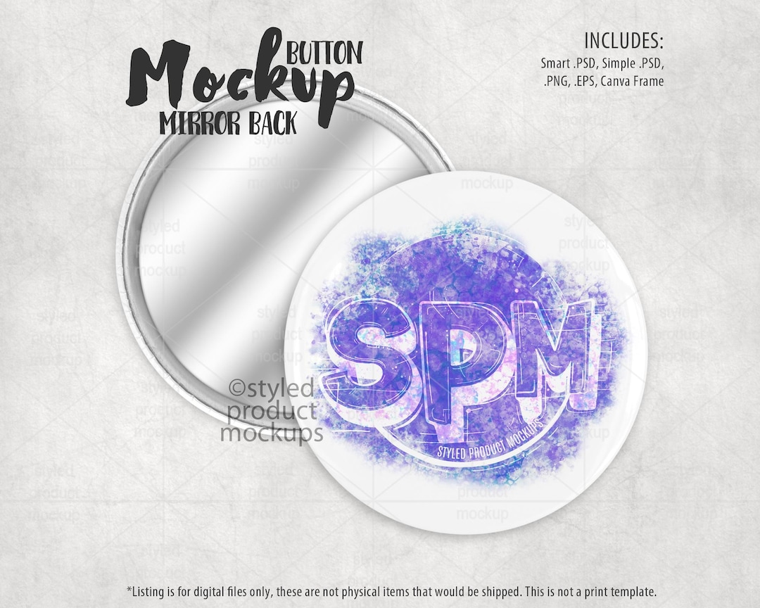 Mirror Back Button Mockup | Add Your Own Image and Background - Etsy UK