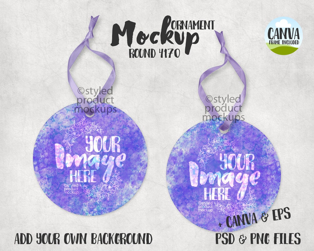 Dye Sublimation Double Sided Round Ornament Mockup Template | Add Your ...