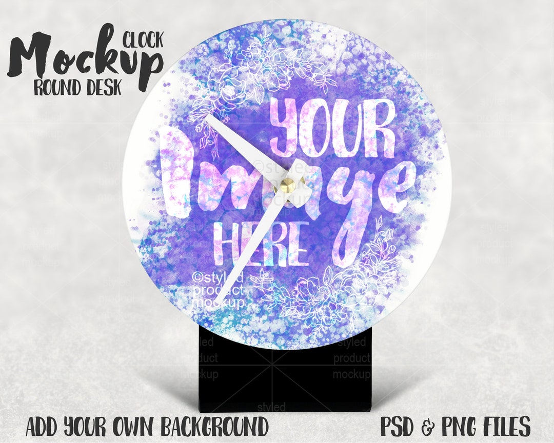 Dye Sublimation Round Desk Clock Mockup | Add Your Own Image and ...