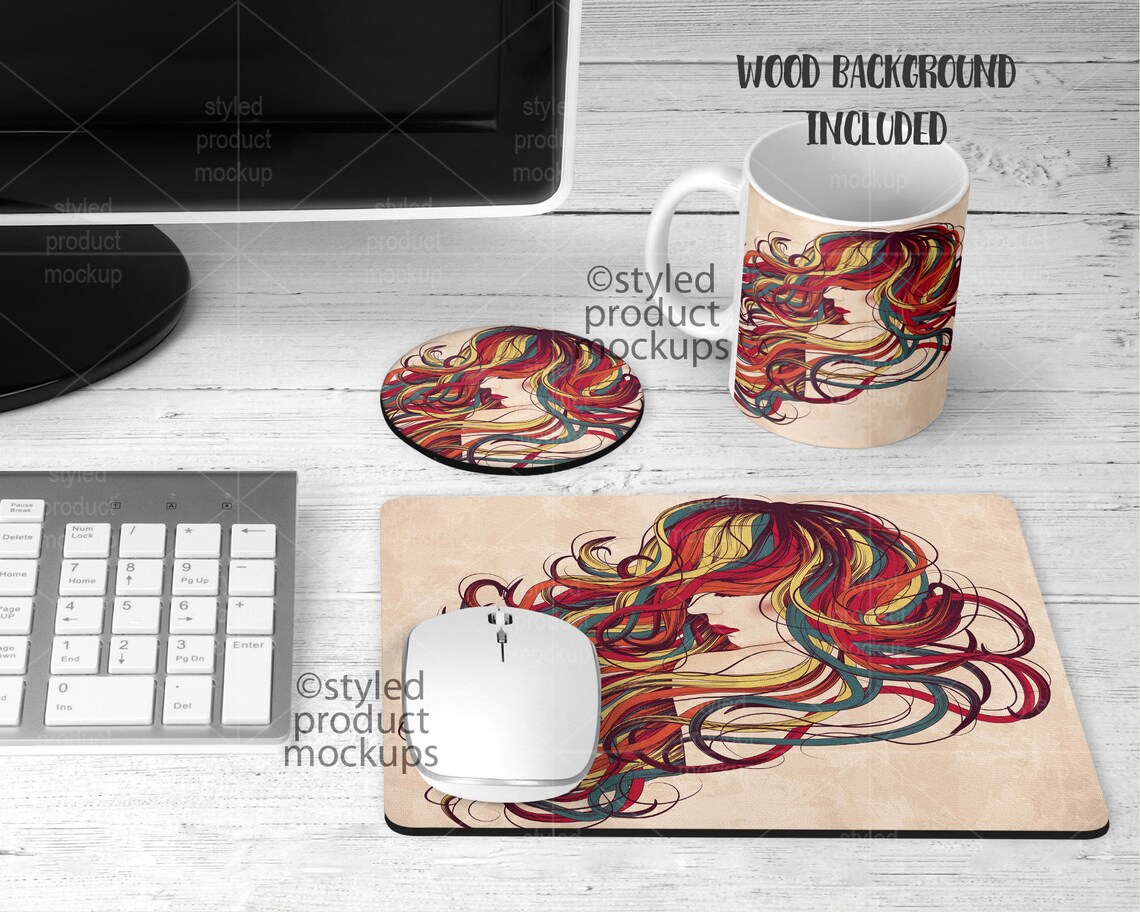 Dye Sublimation Office Desk Set Mockup Add Your Own Image - Etsy Canada