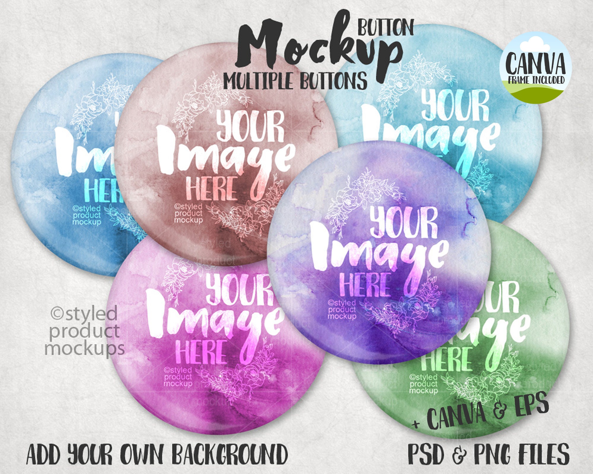 Multiple Button Front Mockup Template Add Your Own Image and - Etsy