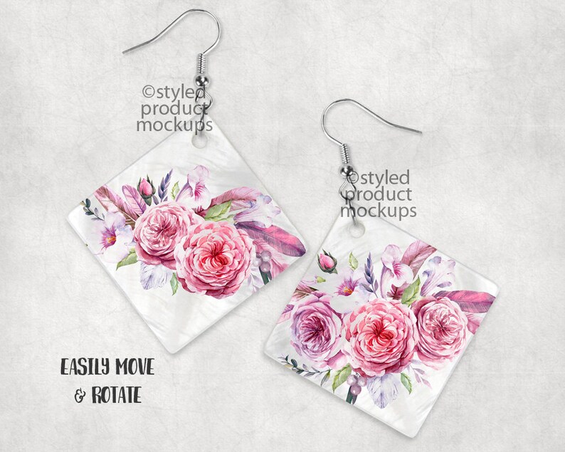 Dye Sublimation Diamond Shaped Shell Earring Mockup Template - Etsy