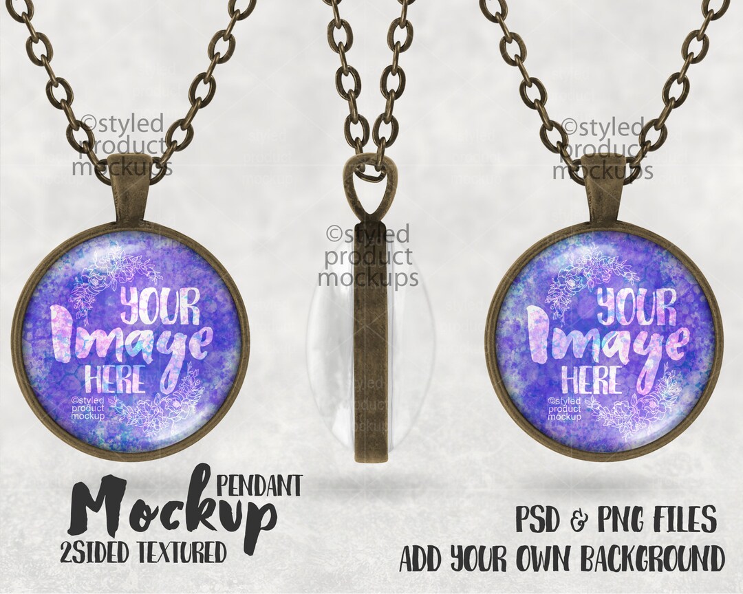 Double Sided Pendant With Textured Metal Mockup | Add Your Own Image ...