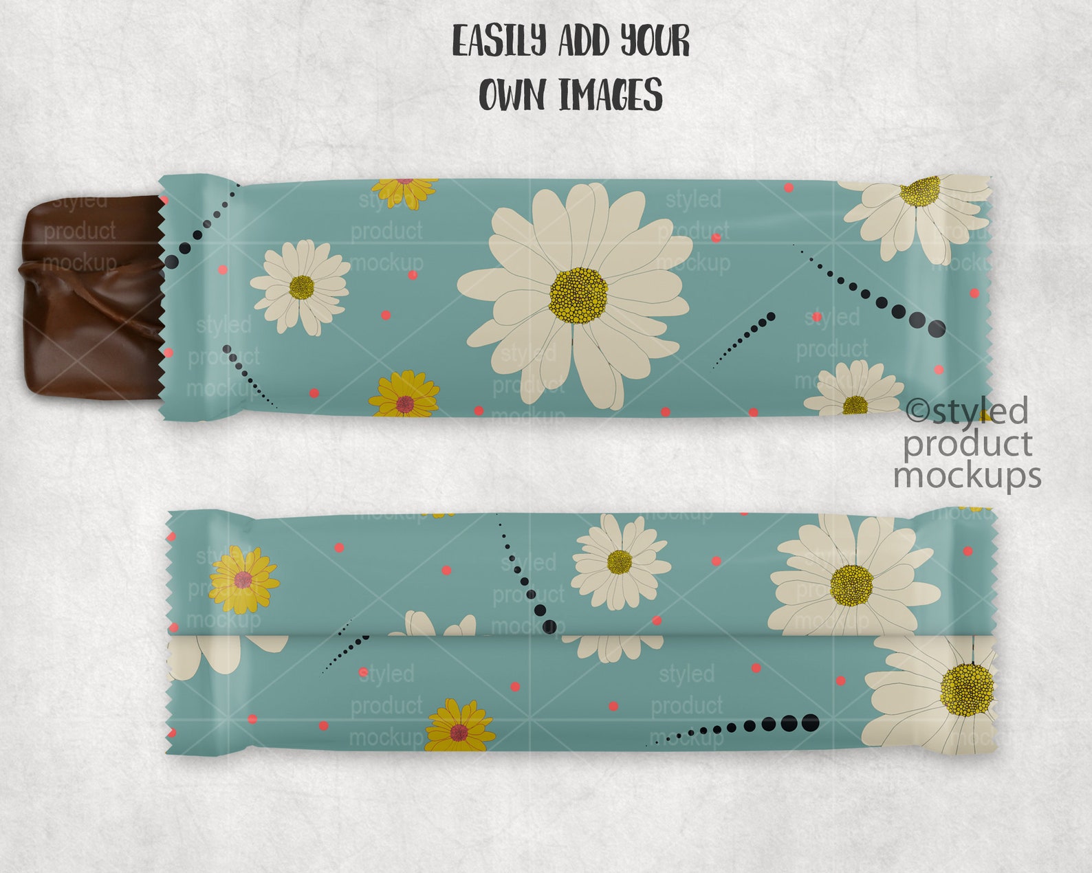 Party Favor Wrapper for Chocolate Bar With Peanuts and Caramel Mockup ...