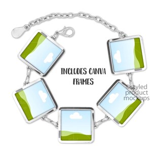 Dye Sublimation Square Panel Charm Bracelet Mockup | Add Your Own Image ...
