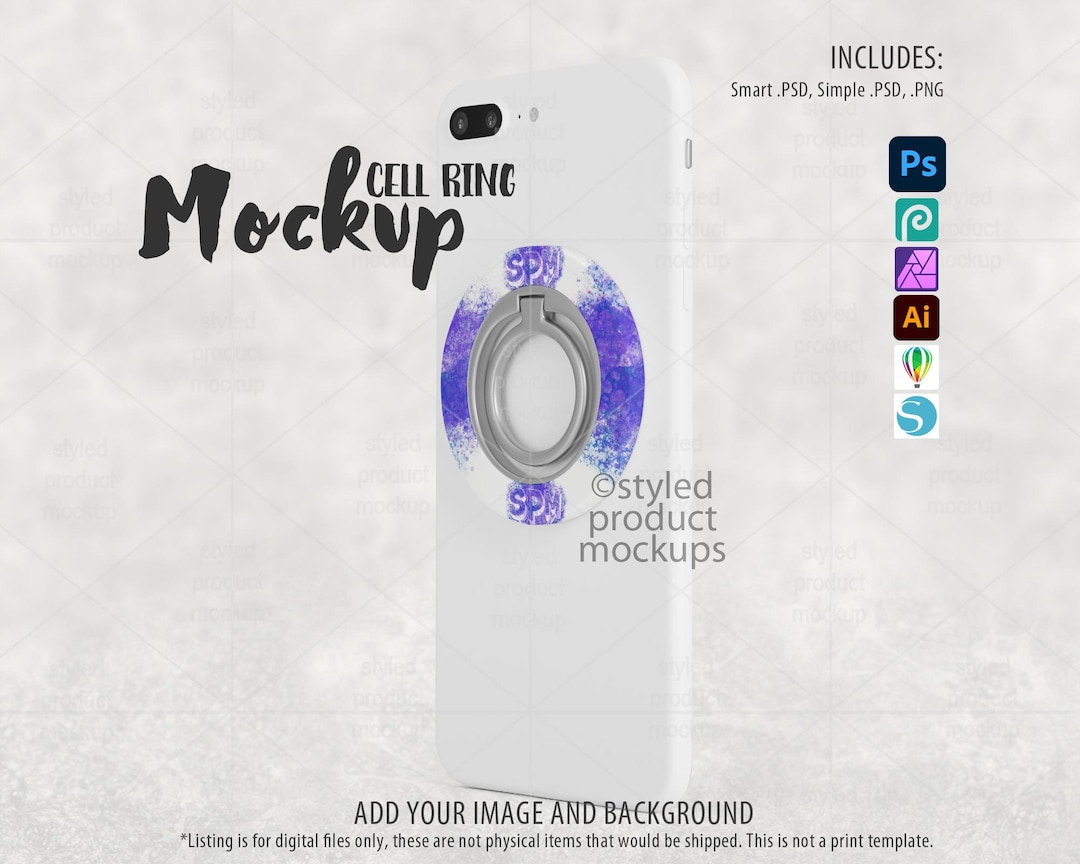 Round Cell Phone Ring Stand Mockup | Add Your Own Image and Background ...