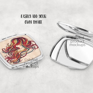 Square Compact Mirror Mockup Template | Add Your Own Image and ...