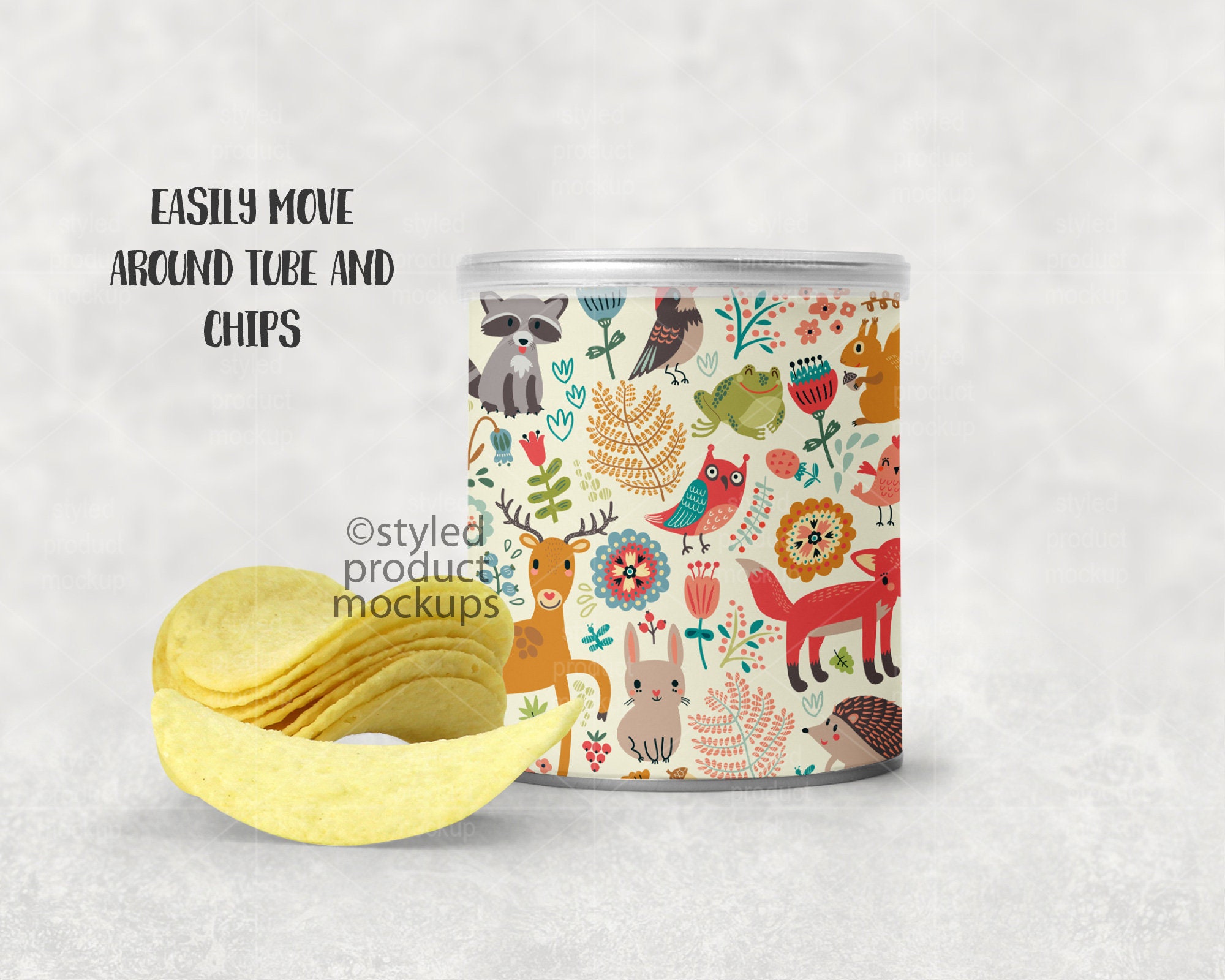Party Favor Potato Chip Can Tube Label Mockup Add Your Own - Etsy