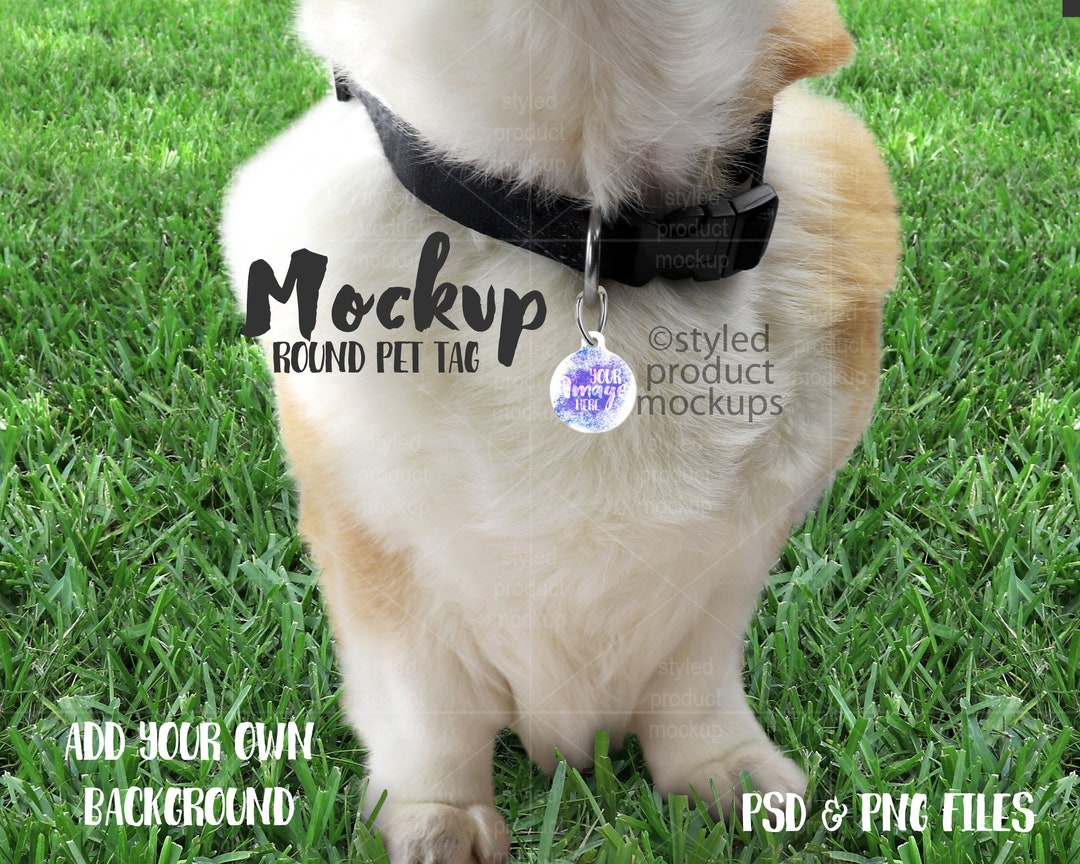Dye Sublimation Round Pet Tag on Dog Mockup | Add Your Own Image and ...