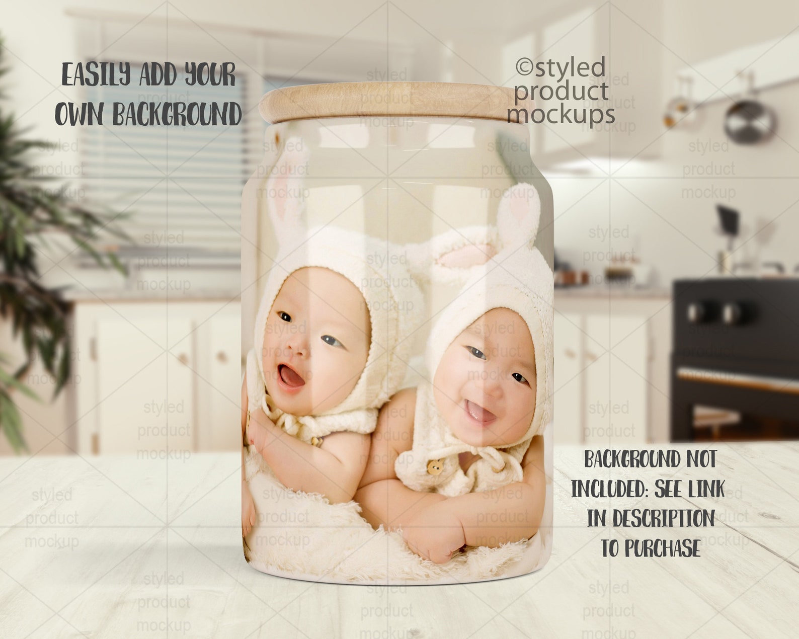 Dye Sublimation Treat Jar With Bamboo Lid Mockup Add Your - Etsy