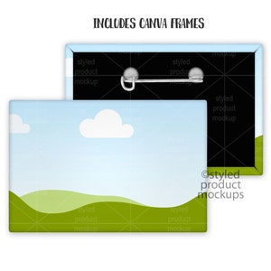 Rectangle Shaped 2X3 Inch Horizontal Pinback Button Mockup | Add Your ...