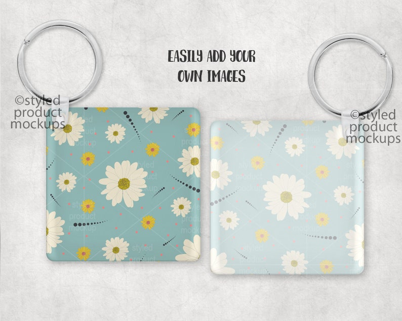 Dye Sublimation Square Acrylic Keychain Mockup | Add Your Own Image and ...