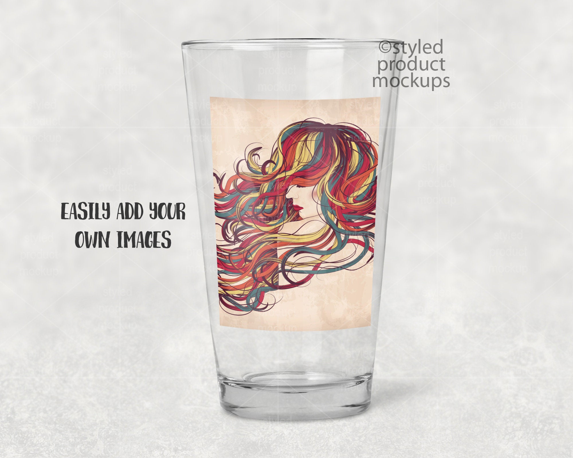 Dye Sublimation Pint Glass With White Patch Mockup | Add Your Own Image ...