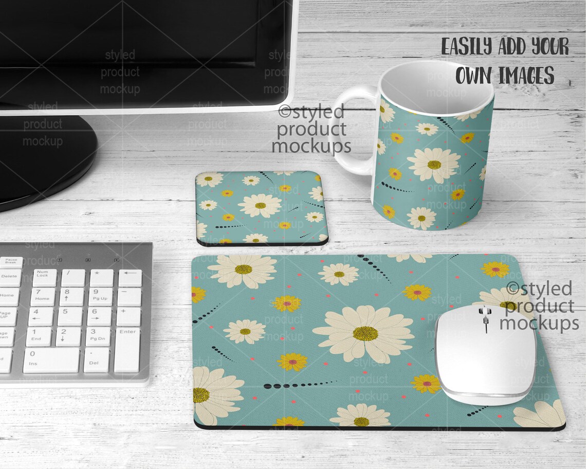 Dye Sublimation Office Desk Set Mockup | Add Your Own Image and ...