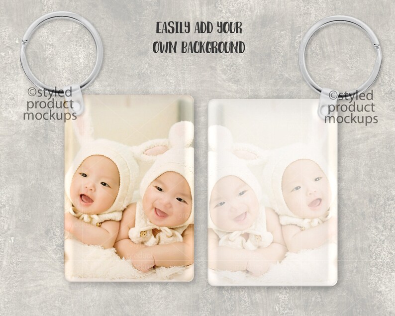 Dye Sublimation Rectangle Acrylic Keychain Mockup Add Your | Etsy