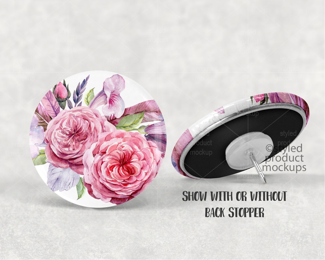 Button Lapel Pin or Thumbtack Mockup | Add Your Own Image and ...