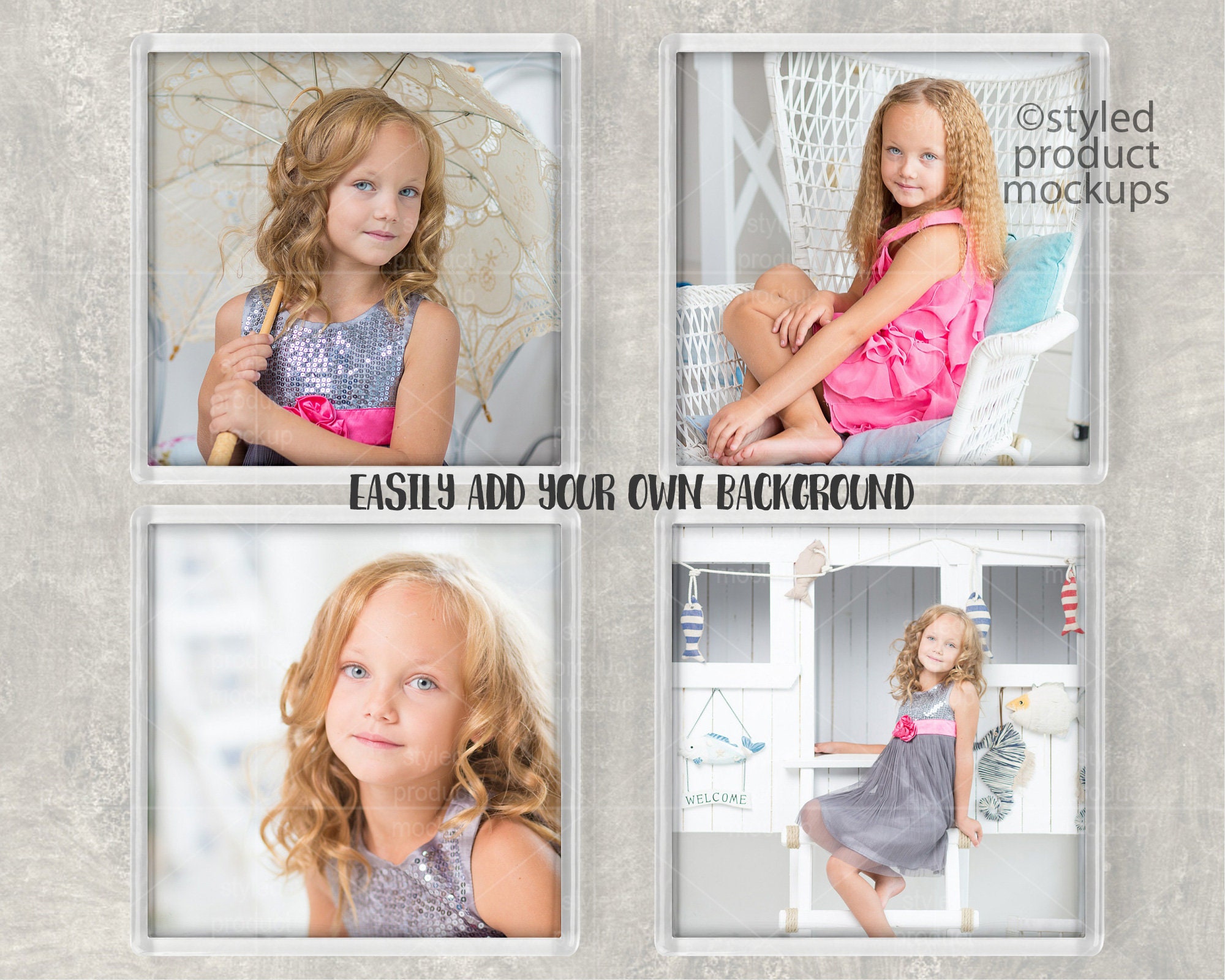 Square Acrylic Snap in Photo Insert Coaster Mockup Add Your - Etsy