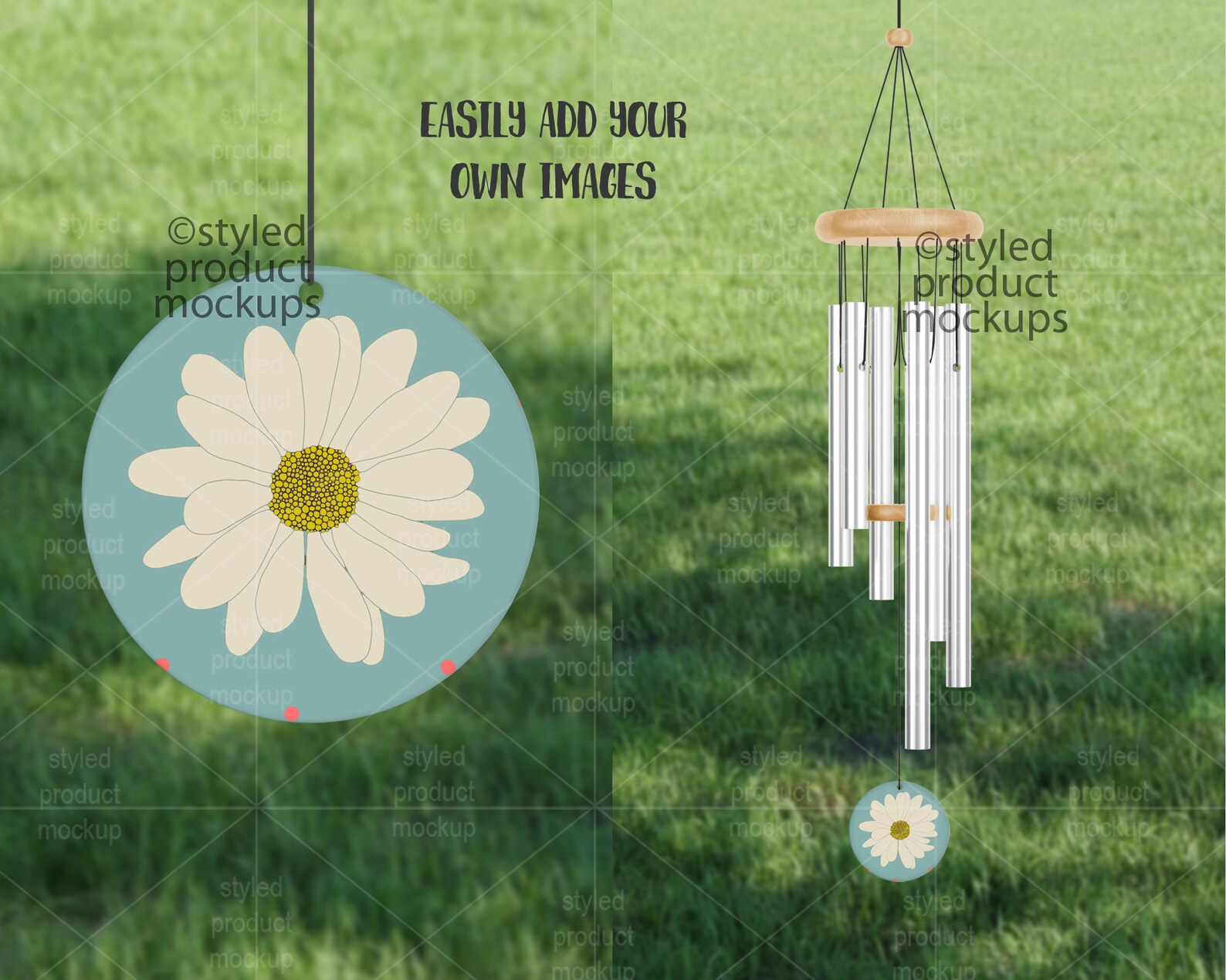 Wind Chime With Round Sublimation Disc Mockup Add Your Own | Etsy