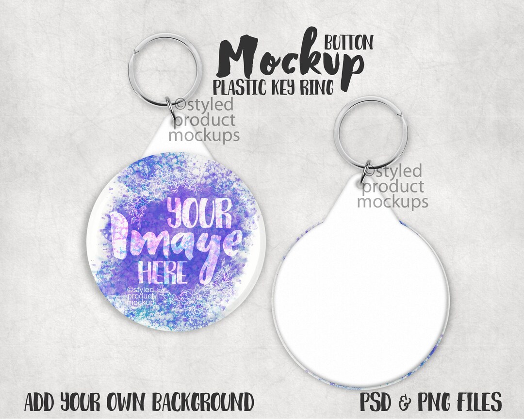 Plastic Back Button Key Ring Mockup Add Your Own Image and Background ...