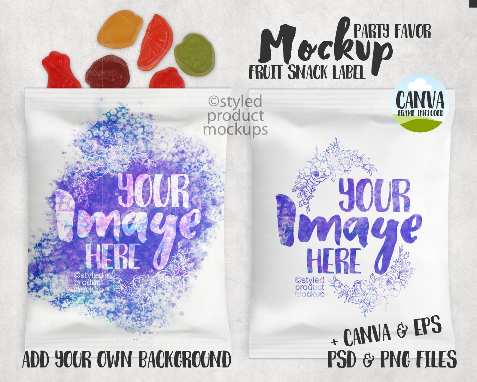 Fruit Snack Label Wrapper Party Favor Mockup Add Your Own - Etsy