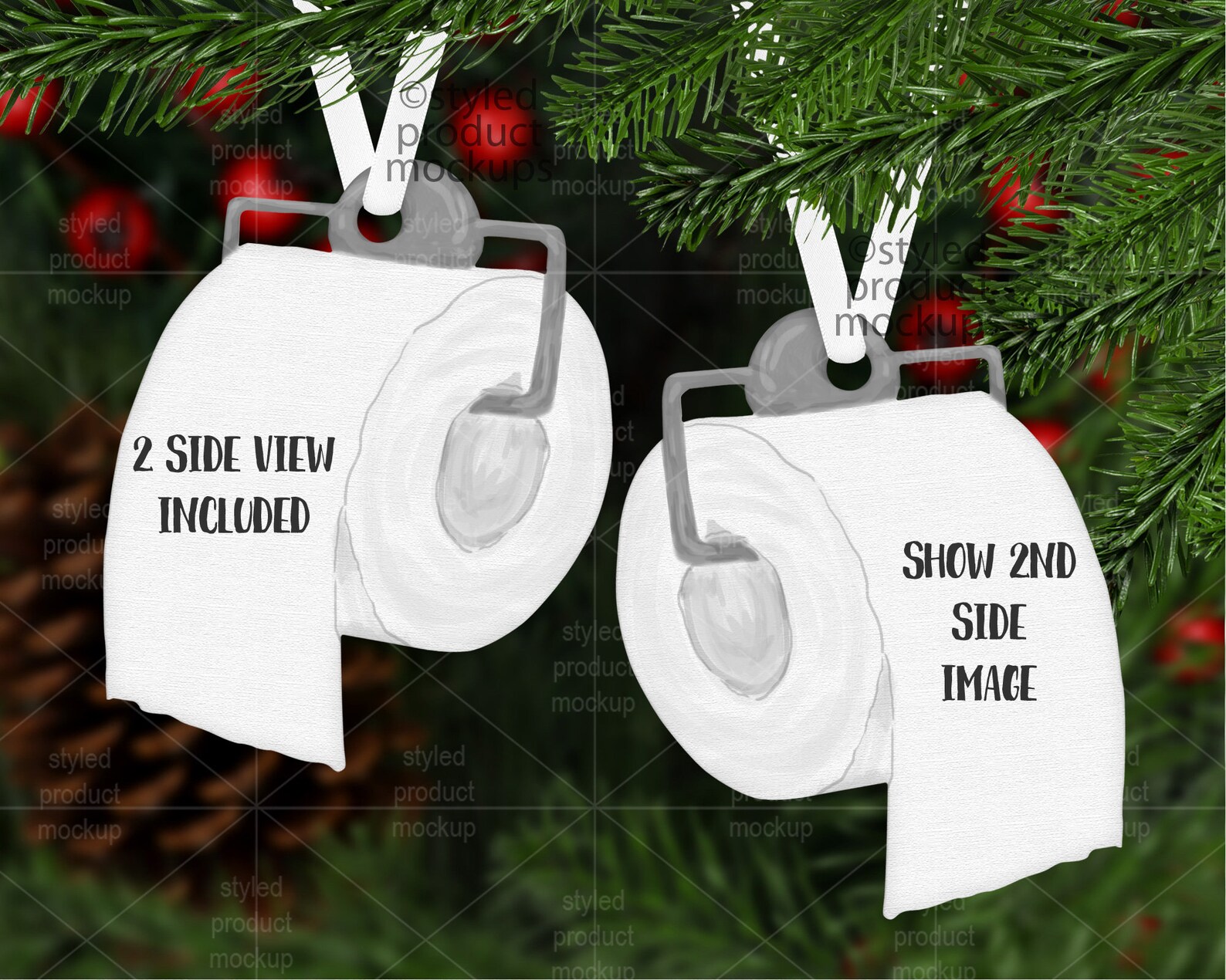 Dye Sublimation Toilet Paper Roll Christmas Ornament Mockup - Etsy