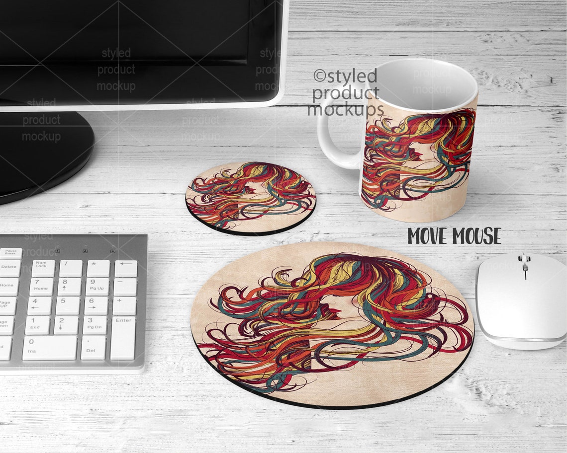 Dye sublimation office desk set mockup Add your own image | Etsy