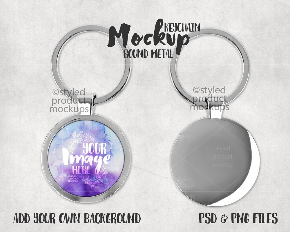 Dye Sublimation Round Metal Keychain Mockup Template Add | Etsy