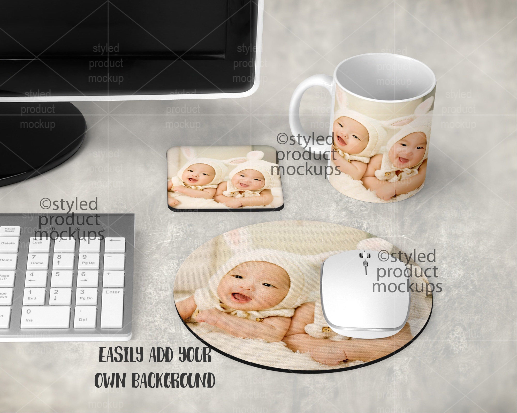 Dye Sublimation Office Desk Set Mockup Add Your Own Image | Etsy