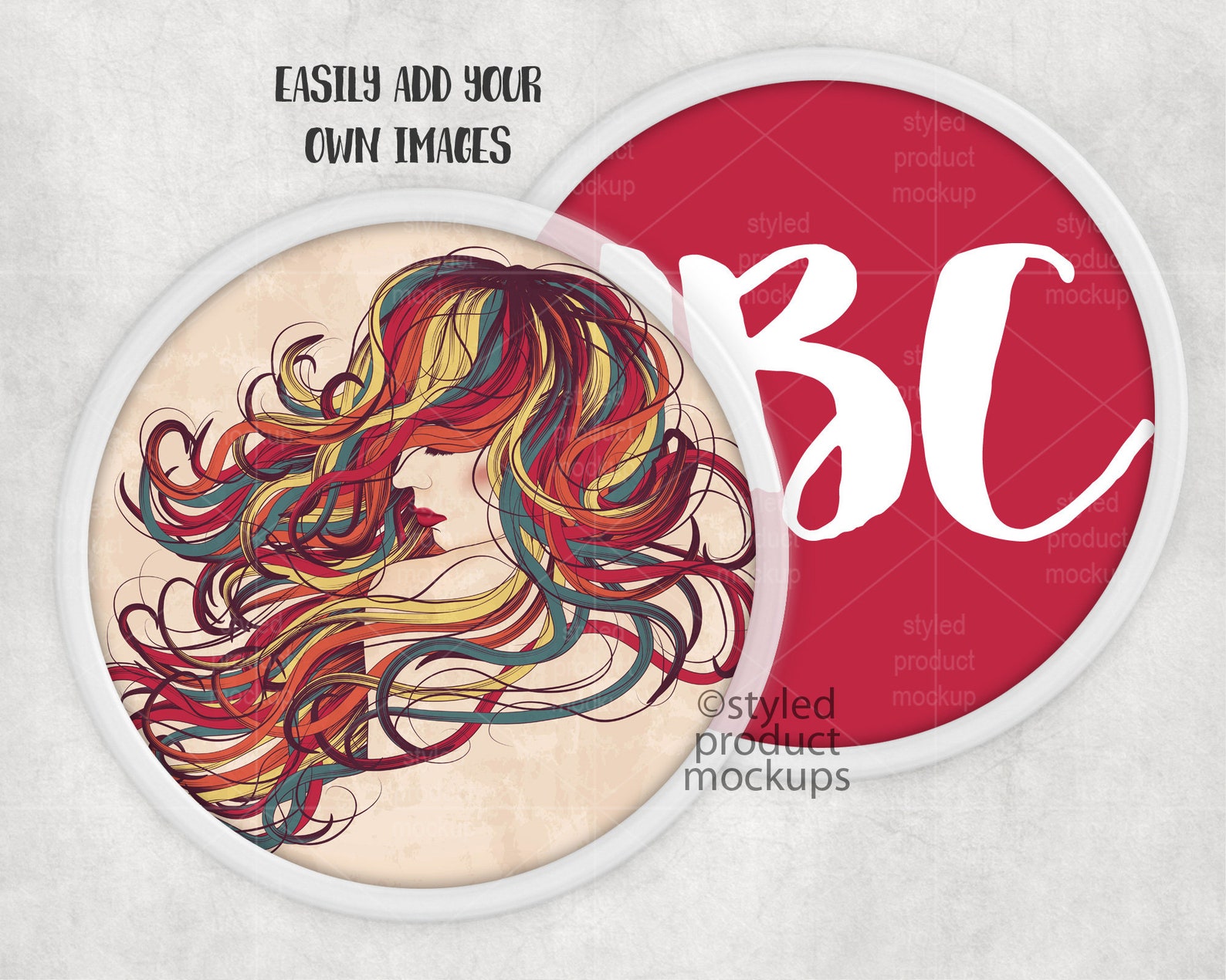 Round Acrylic Snap in Photo Insert Coaster Mockup Add Your - Etsy