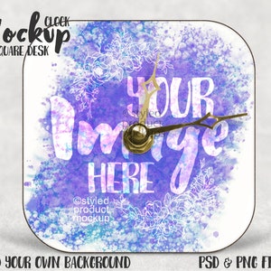 Dye Sublimation Square Desk Clock Mockup | Add Your Own Image and ...